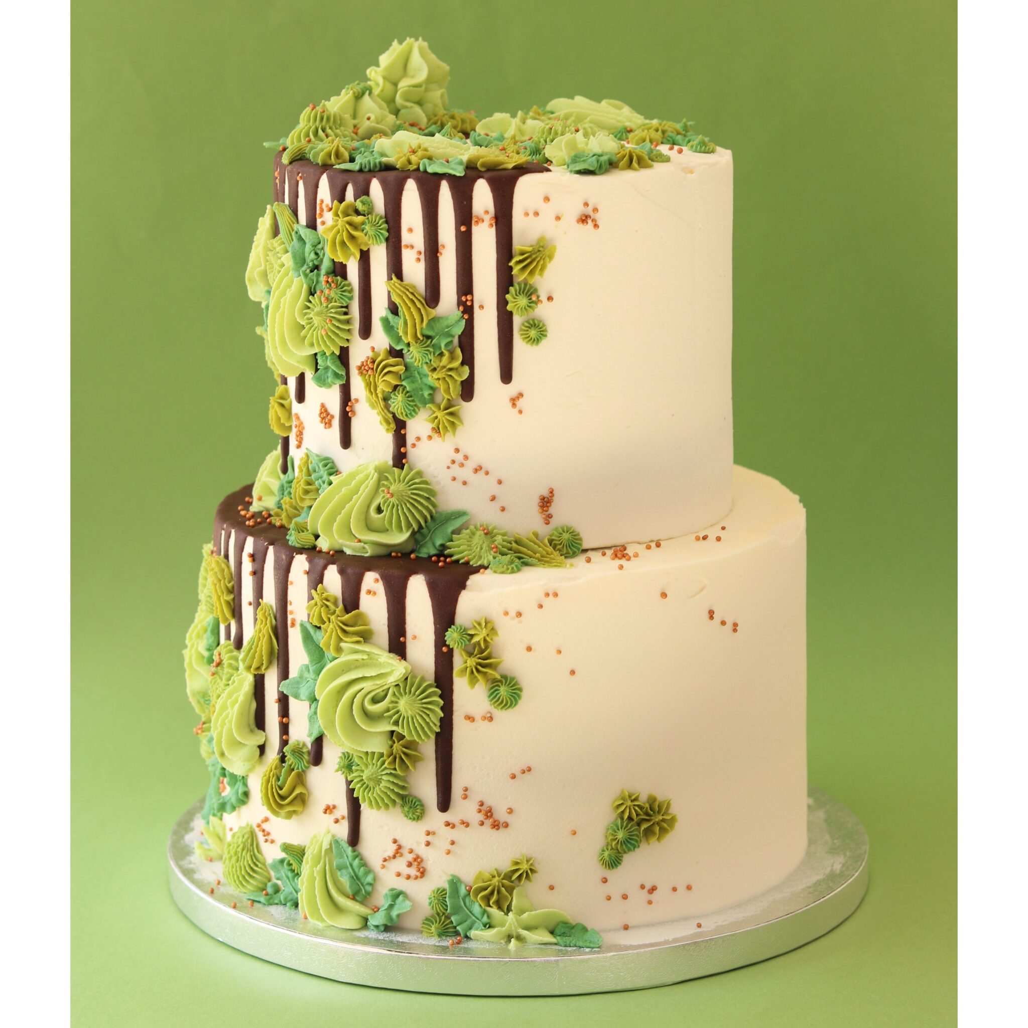 2 tier Green Goddess | Handmade birthday cakes to order Nottingham